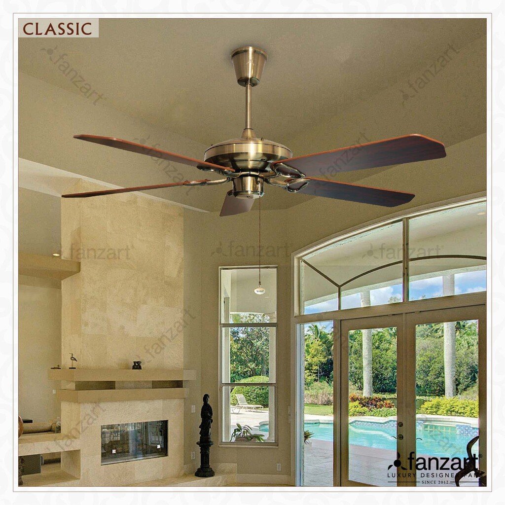 Classic 52'' Antique Brass Ceiling Fans with Reversible Blades