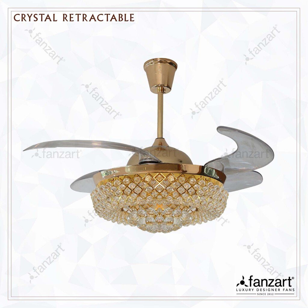 Crystal Retractable - Designer Crystal Ceiling Fan - Fanzart