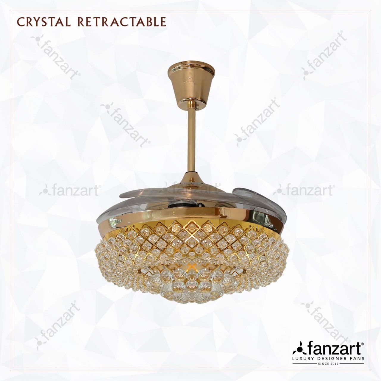 Crystal Retractable - Designer Crystal Ceiling Fan - Fanzart