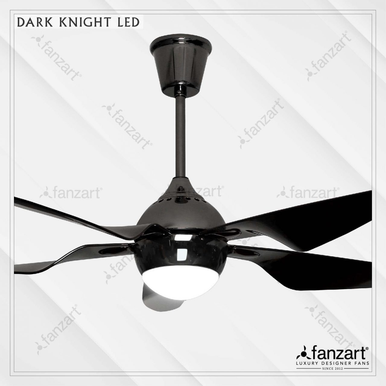 Dark Knight LED - 48'' Modern fan with 5 x Palm Shape ABS Nickel Black ...