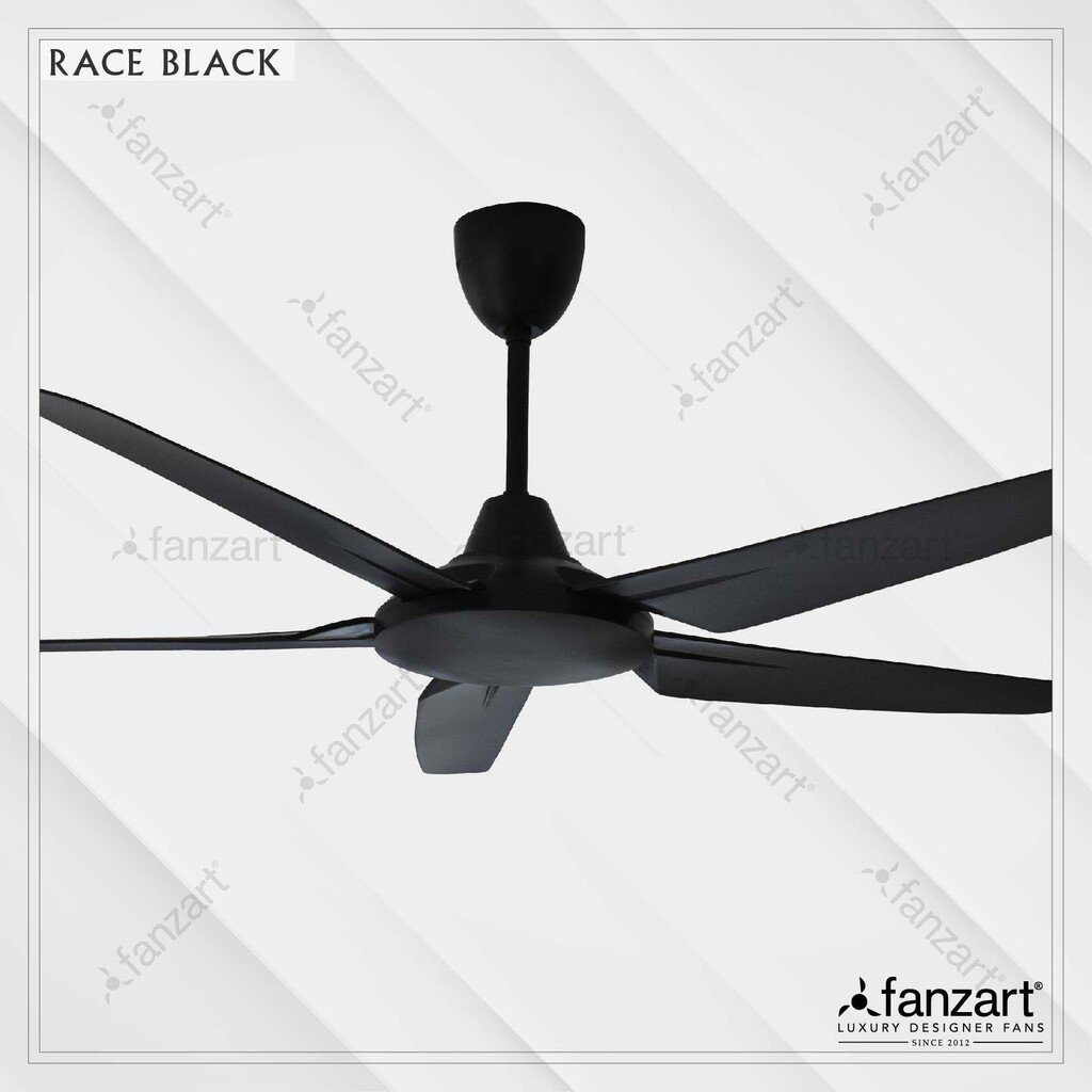 Race Black (DC) - 52" Modern fan with 5 x Matte Black ABS blades ...