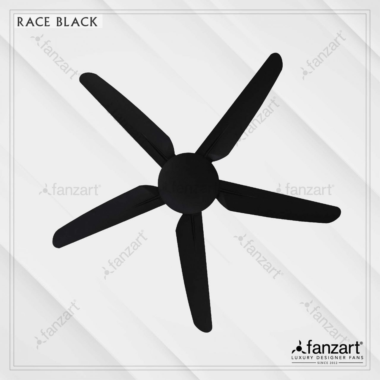 Race Black (DC) - 52" Modern fan with 5 x Matte Black ABS blades ...