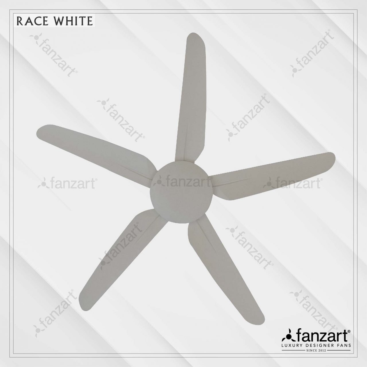 Race White (DC) - 52" Modern fan with 5 x Matte White ABS blades ...