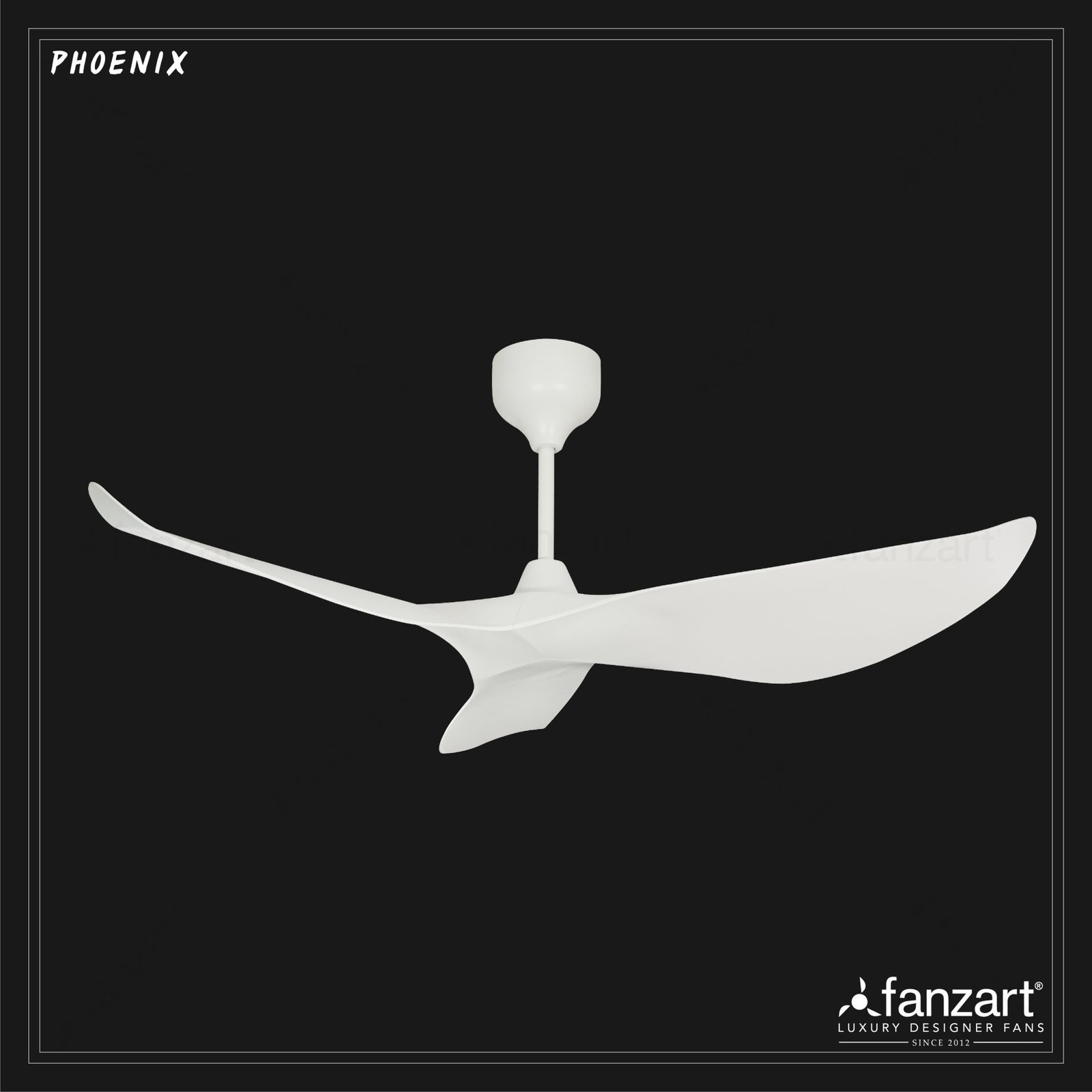 Phoenix Matte White - 52" Simply Modern Fan with 3 ABS Blades in Matte ...