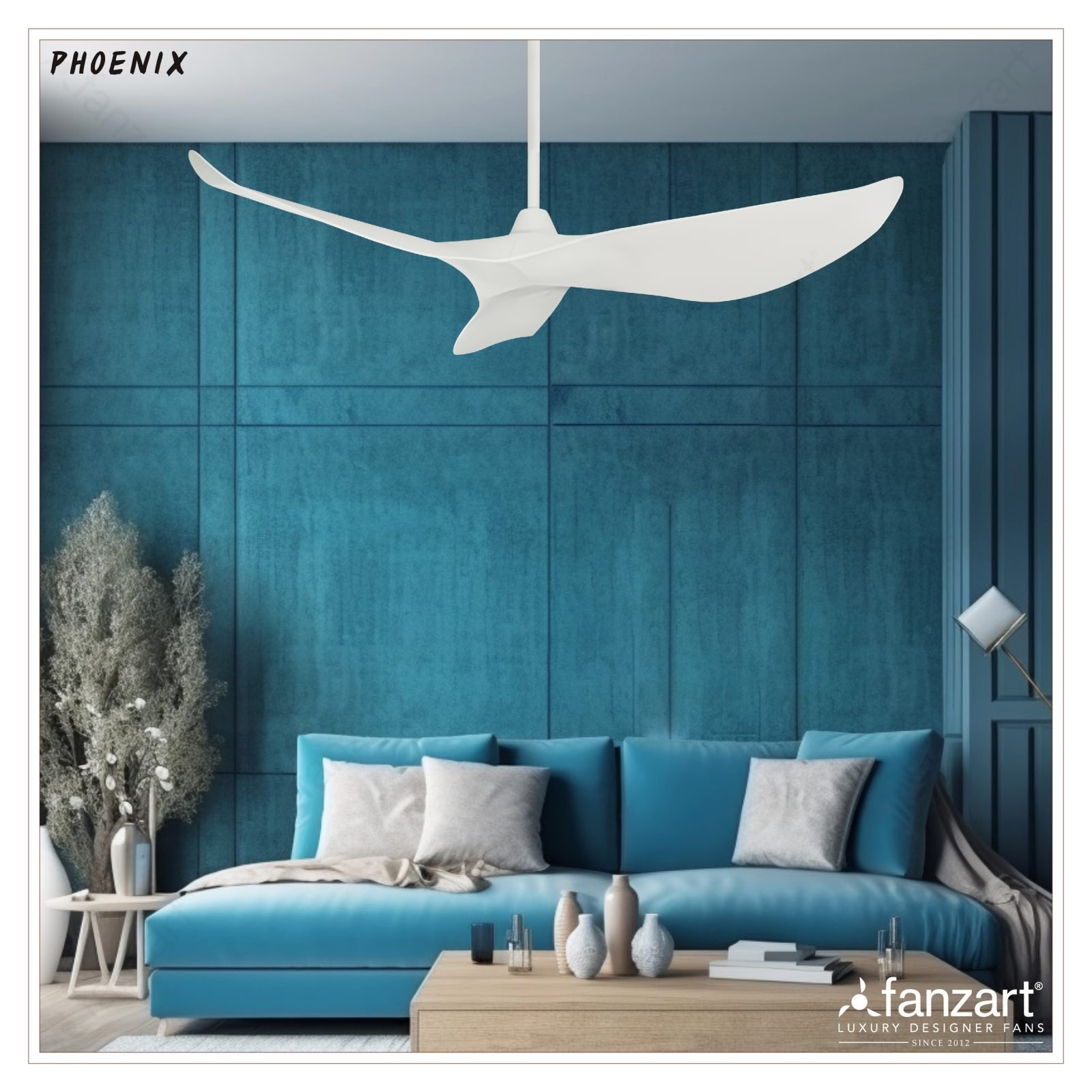 Phoenix Matte White - 52" Simply Modern Fan with 3 ABS Blades in Matte ...