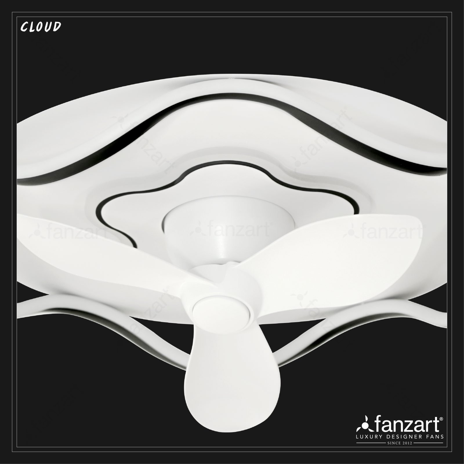 Cloud- 16" Fandelier ® fan with 3x High quality ABS Blades, 360° Oscillation, Whisper-Quiet BLDC ...