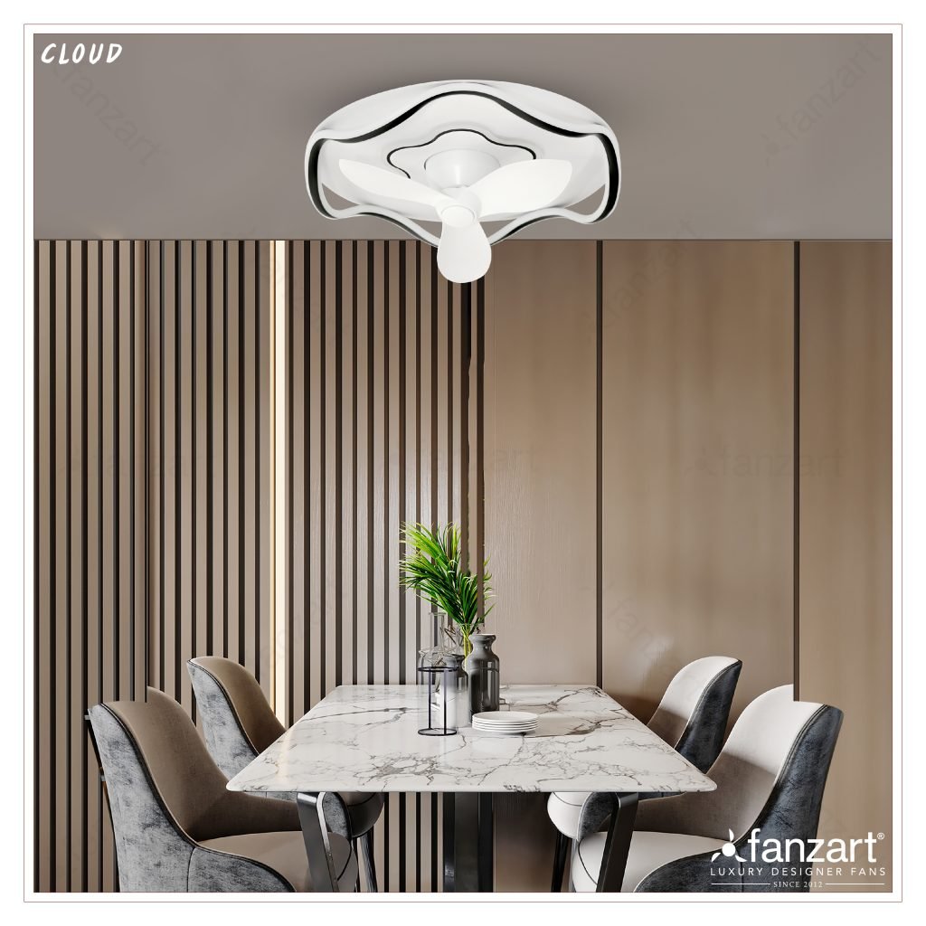 Cloud- 16" Fandelier ® fan with 3x High quality ABS Blades, 360° Oscillation, Whisper-Quiet BLDC ...