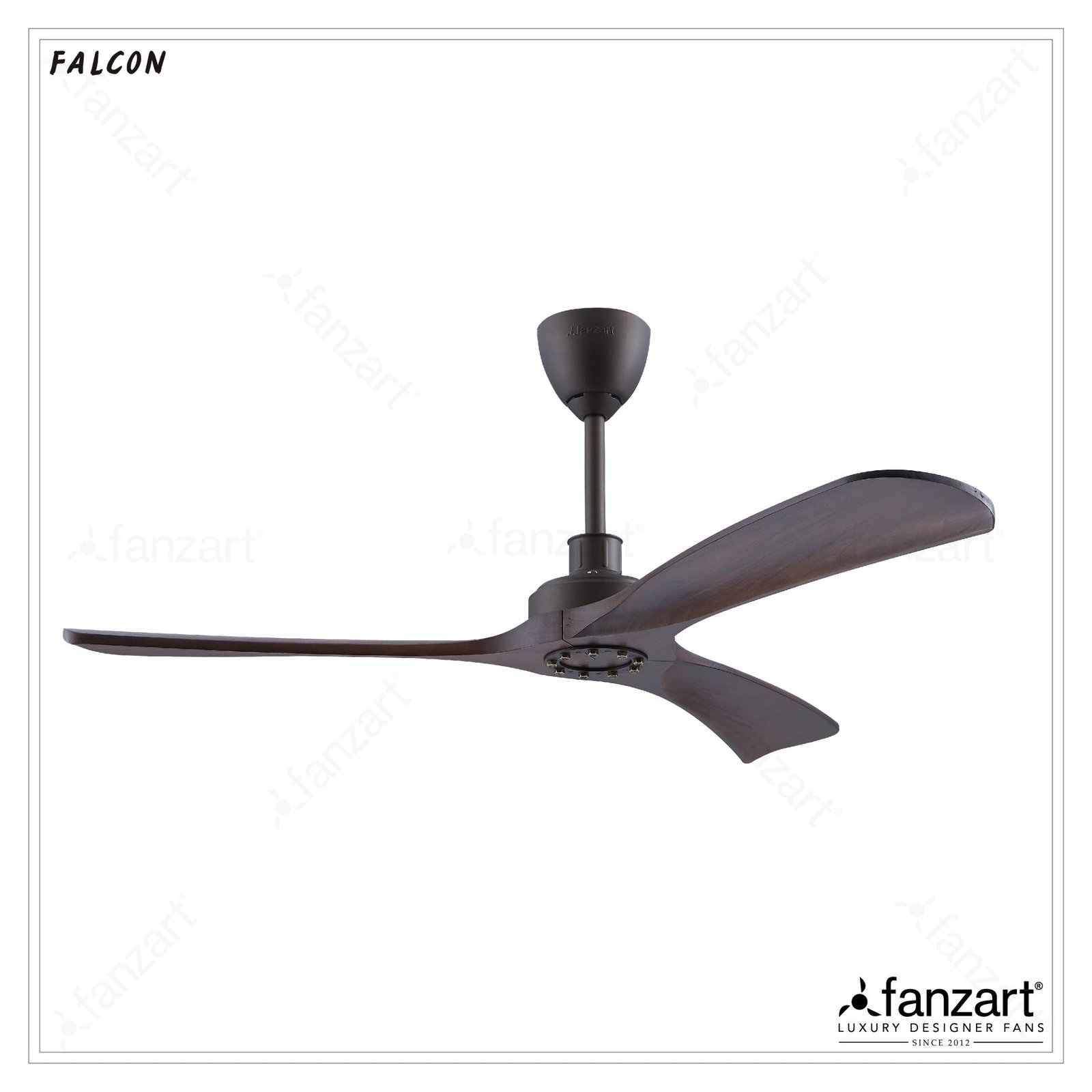 Falcon- 52" Contemporary fan with 3x Original Platane Wood Blades in ...