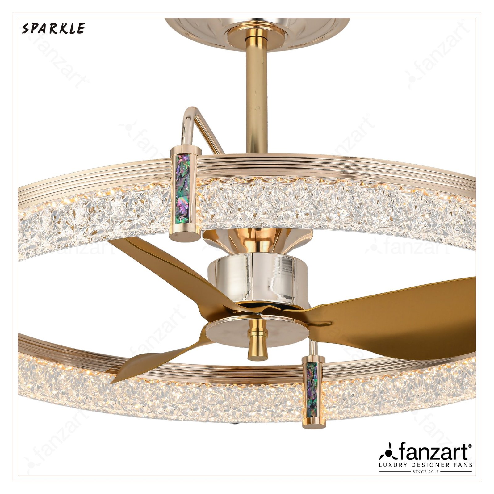 Sparkle- 28" Fandelier ® fan with 3x Aluminium Blades in Champagne Gold ...