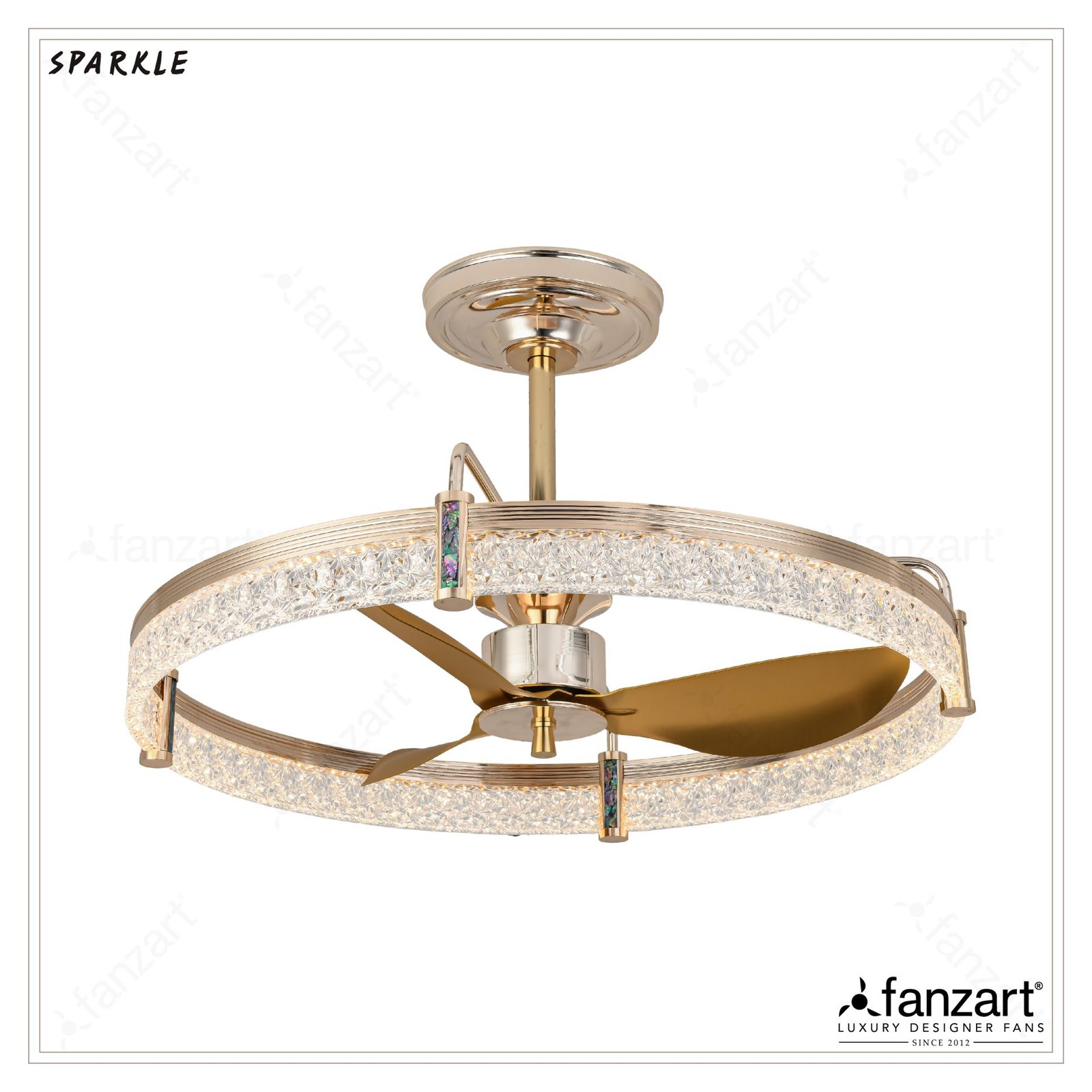 Sparkle- 28" Fandelier ® fan with 3x Aluminium Blades in Champagne Gold ...