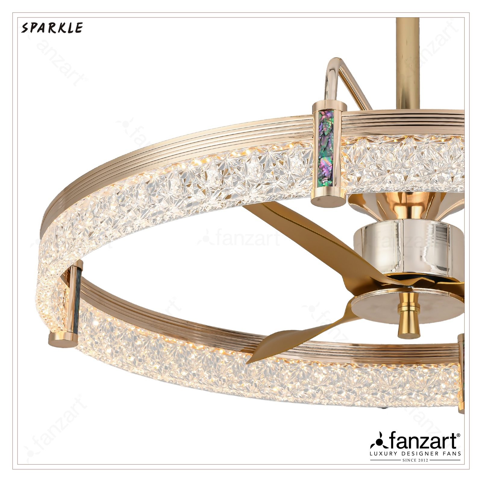 Sparkle- 28" Fandelier ® fan with 3x Aluminium Blades in Champagne Gold ...