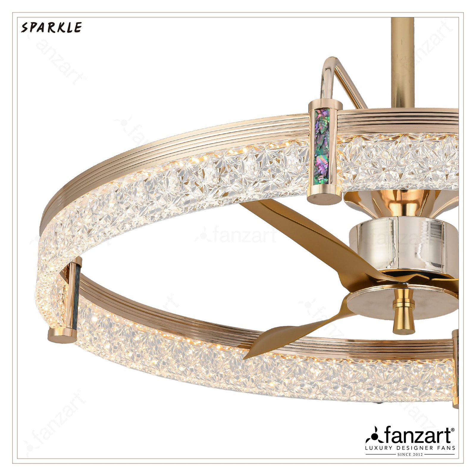 Sparkle- 28" Fandelier ® fan with 3x Aluminium Blades in Champagne Gold ...