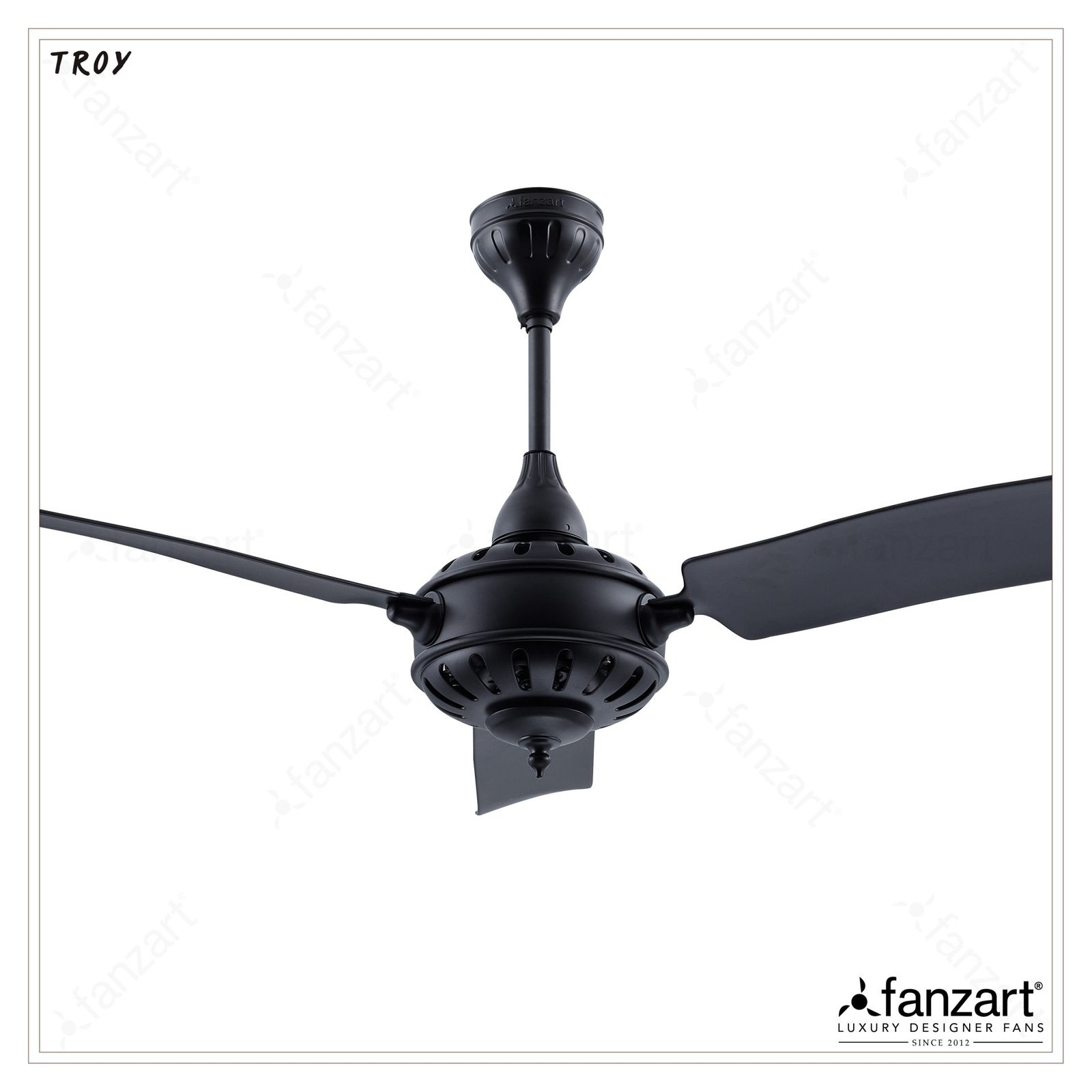 Troy Matte Black- 56" Classical fan with 3x Mild Steel Blades in Matte ...