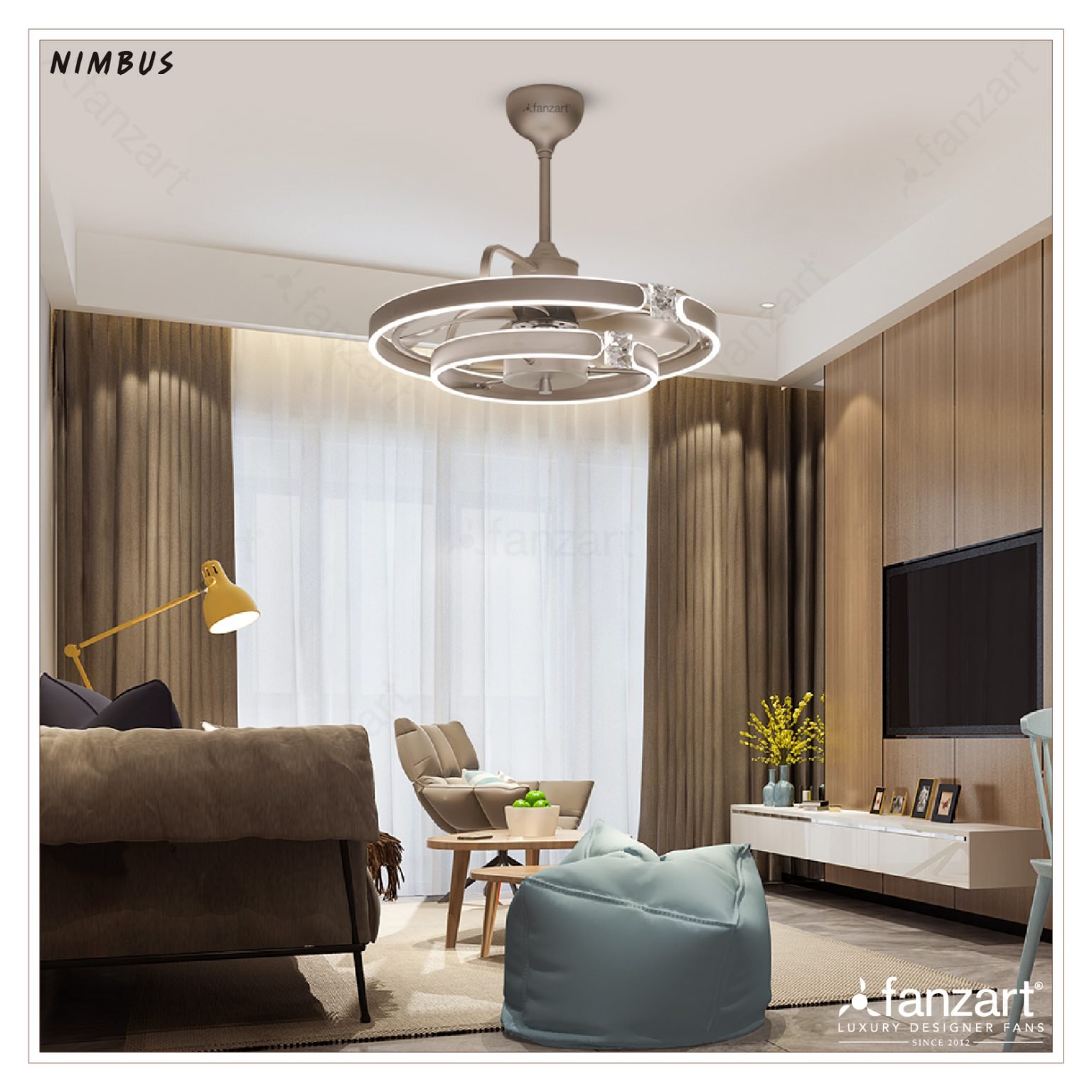 Nimbus Beach Brown- 22" Modern fan with High Quality ABS 6 Nos in Beach ...