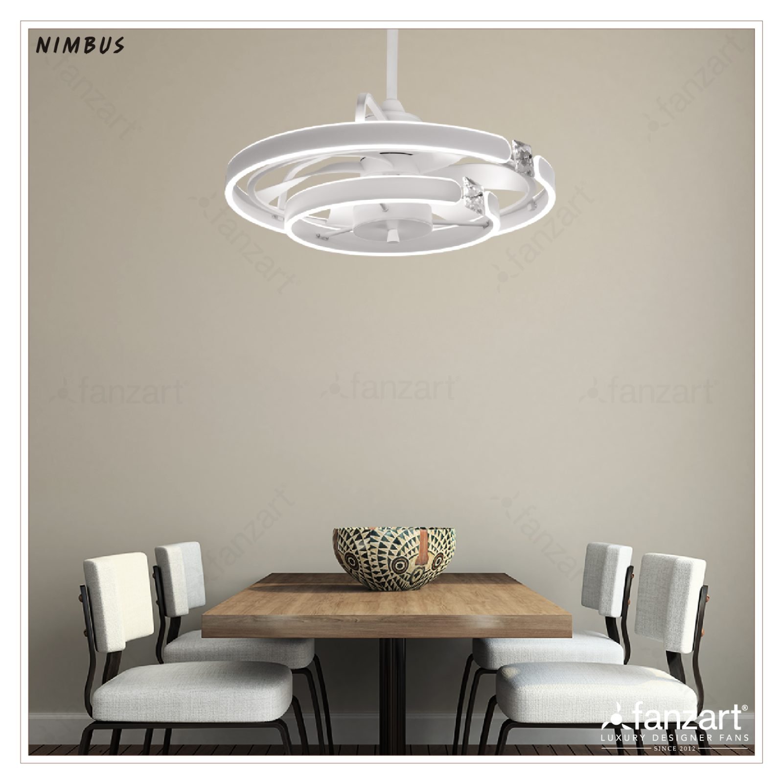 Nimbus Matte White- 22" Modern fan with High Quality ABS 6 Nos in Matte ...