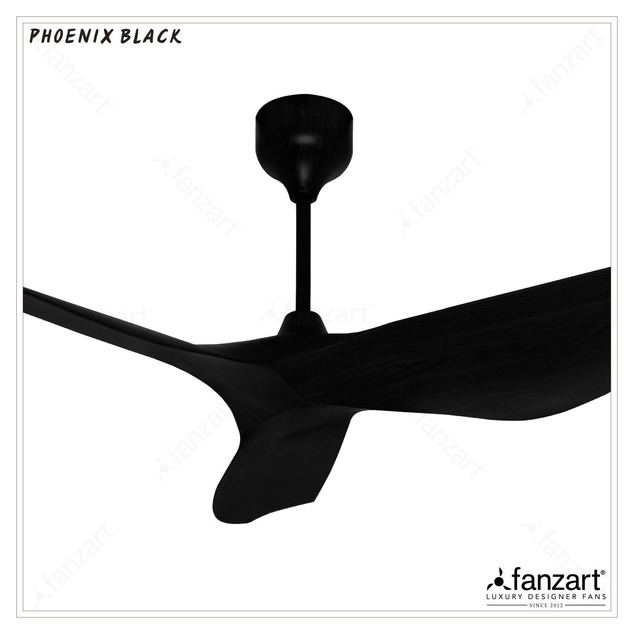 Phoenix Matte Black - 52" Simply Modern Fan with 3 ABS Blades in Matte ...