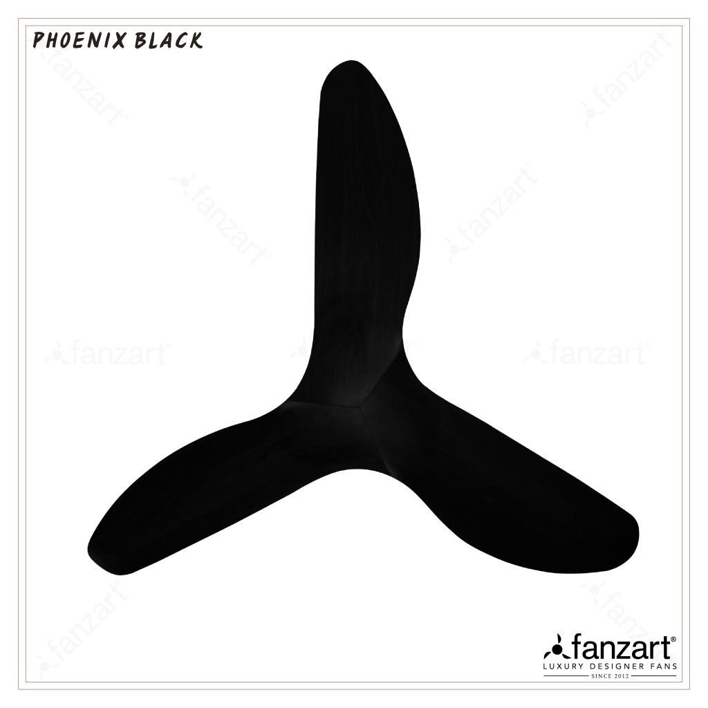 Phoenix Matte Black - 52" Simply Modern Fan with 3 ABS Blades in Matte ...