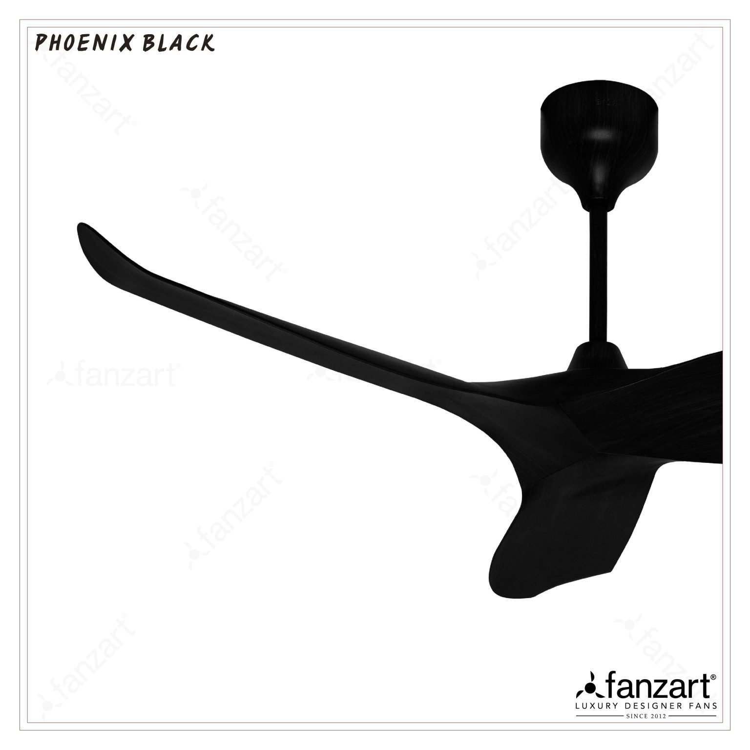 Phoenix Matte Black - 52" Simply Modern Fan with 3 ABS Blades in Matte ...