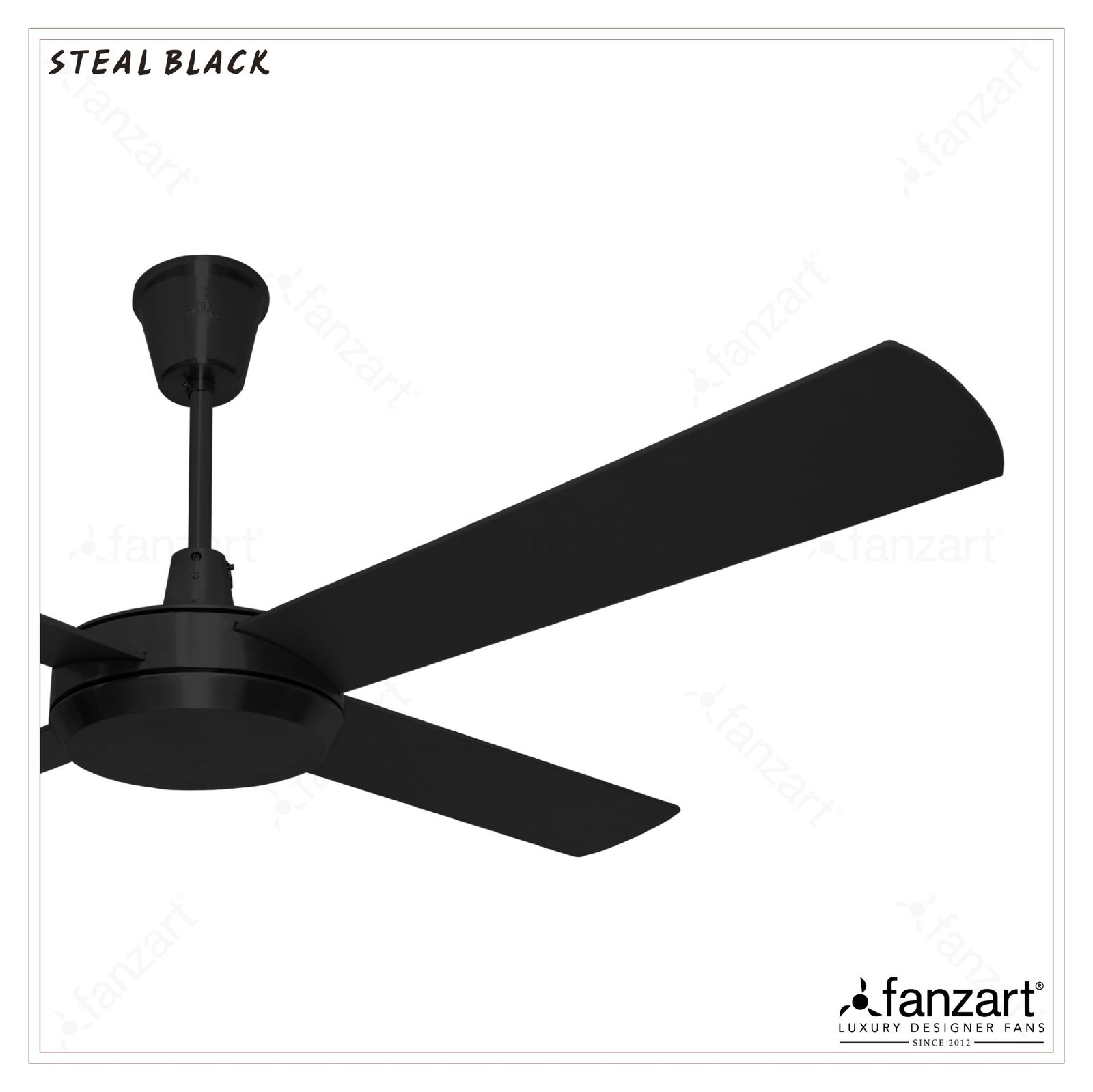 Steal Matte Black - 52" Simply Modern Fan with 4 Special Plywood Blades ...