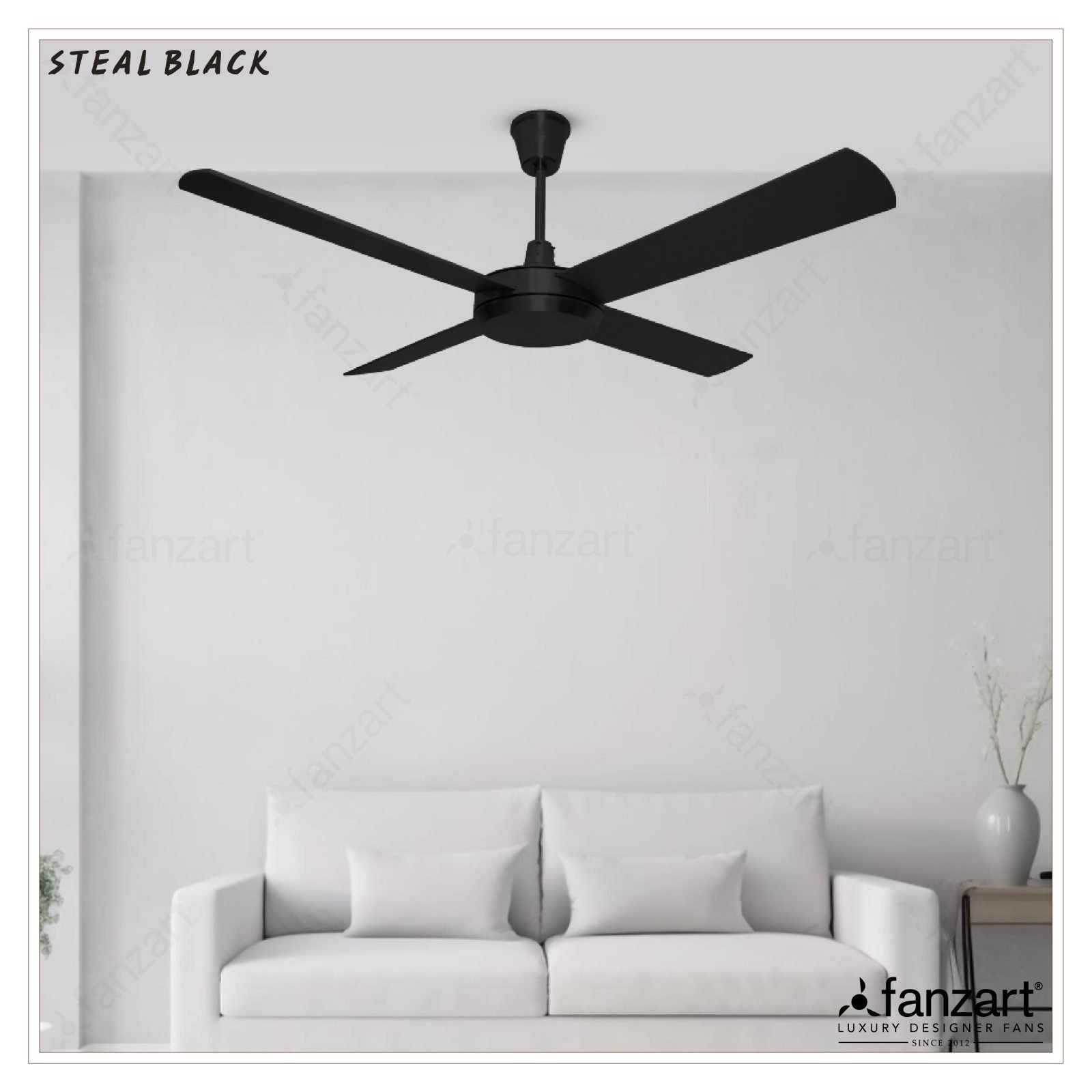 Steal Matte Black - 52" Simply Modern Fan with 4 Special Plywood Blades ...