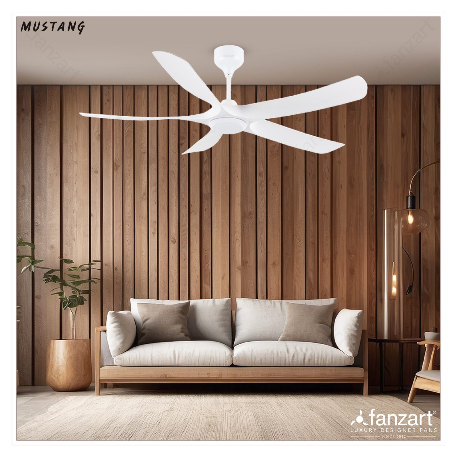Mustang - 56" Simply Modern Fan with 5 ABS Blades in Matte White Finish ...