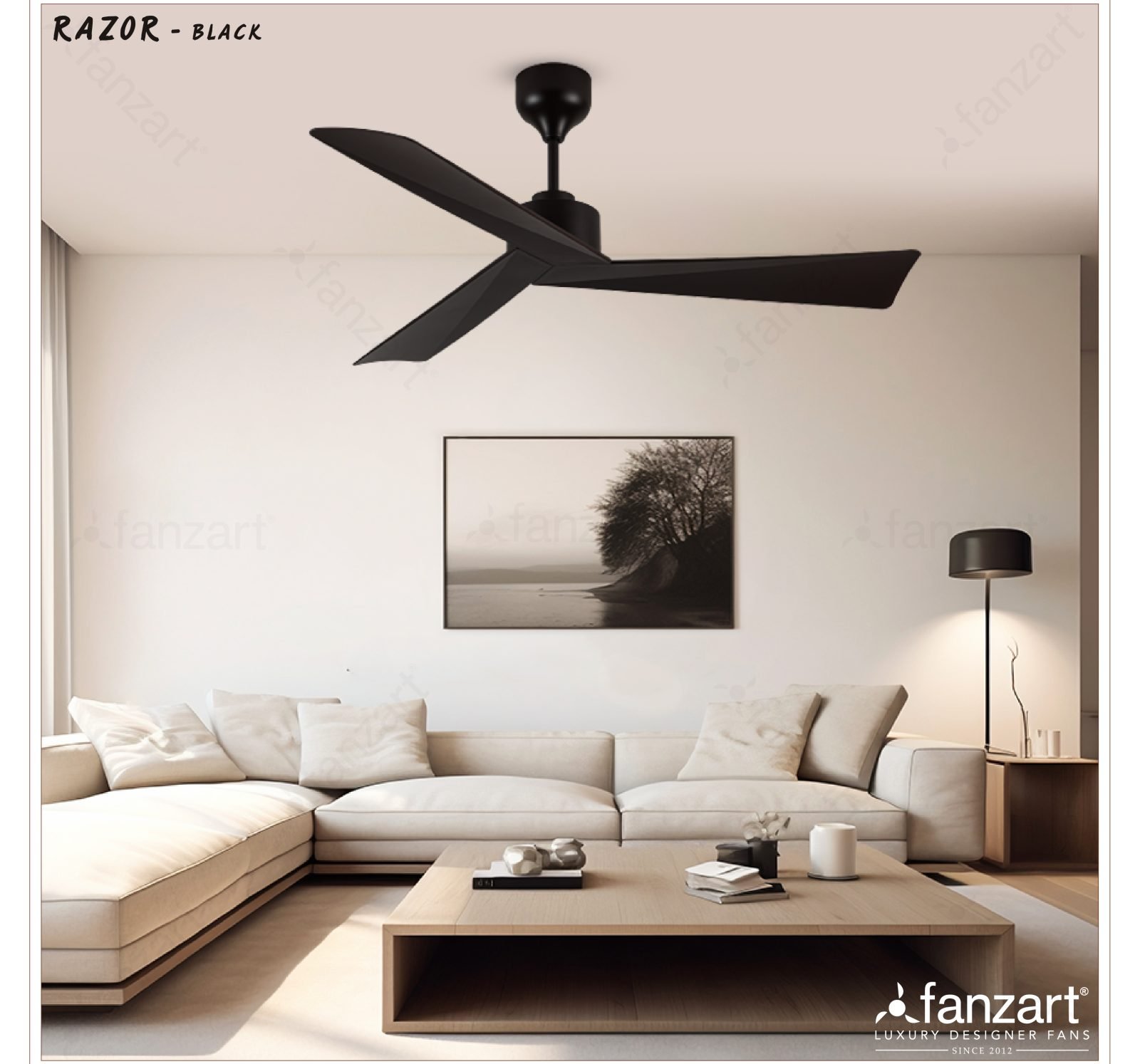 Razor - 52" Simply Modern Fan with 3 ABS Blades in Matte Brown Finish ...