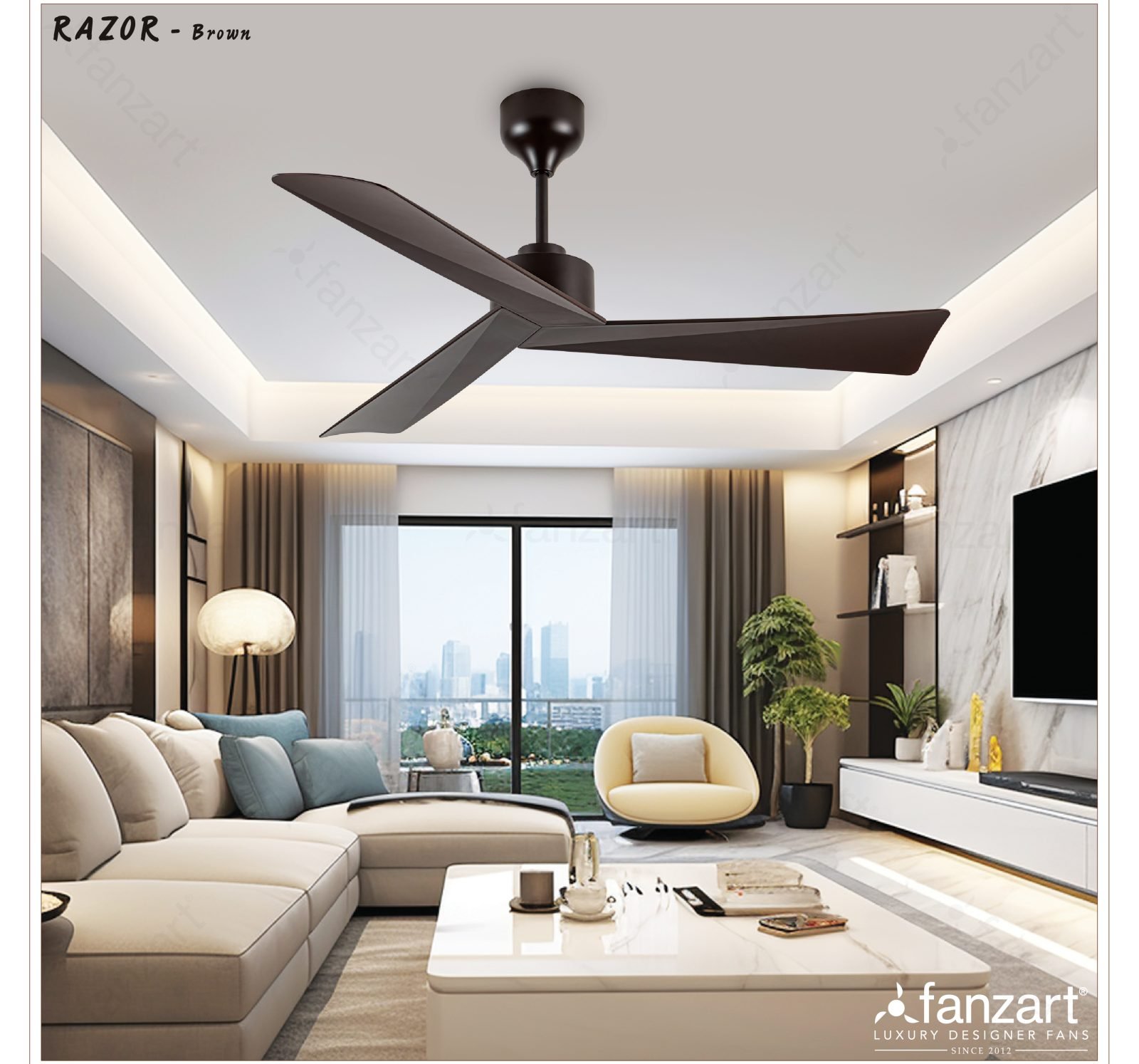 Razor - 52" Simply Modern Fan with 3 ABS Blades in Matte White Finish ...