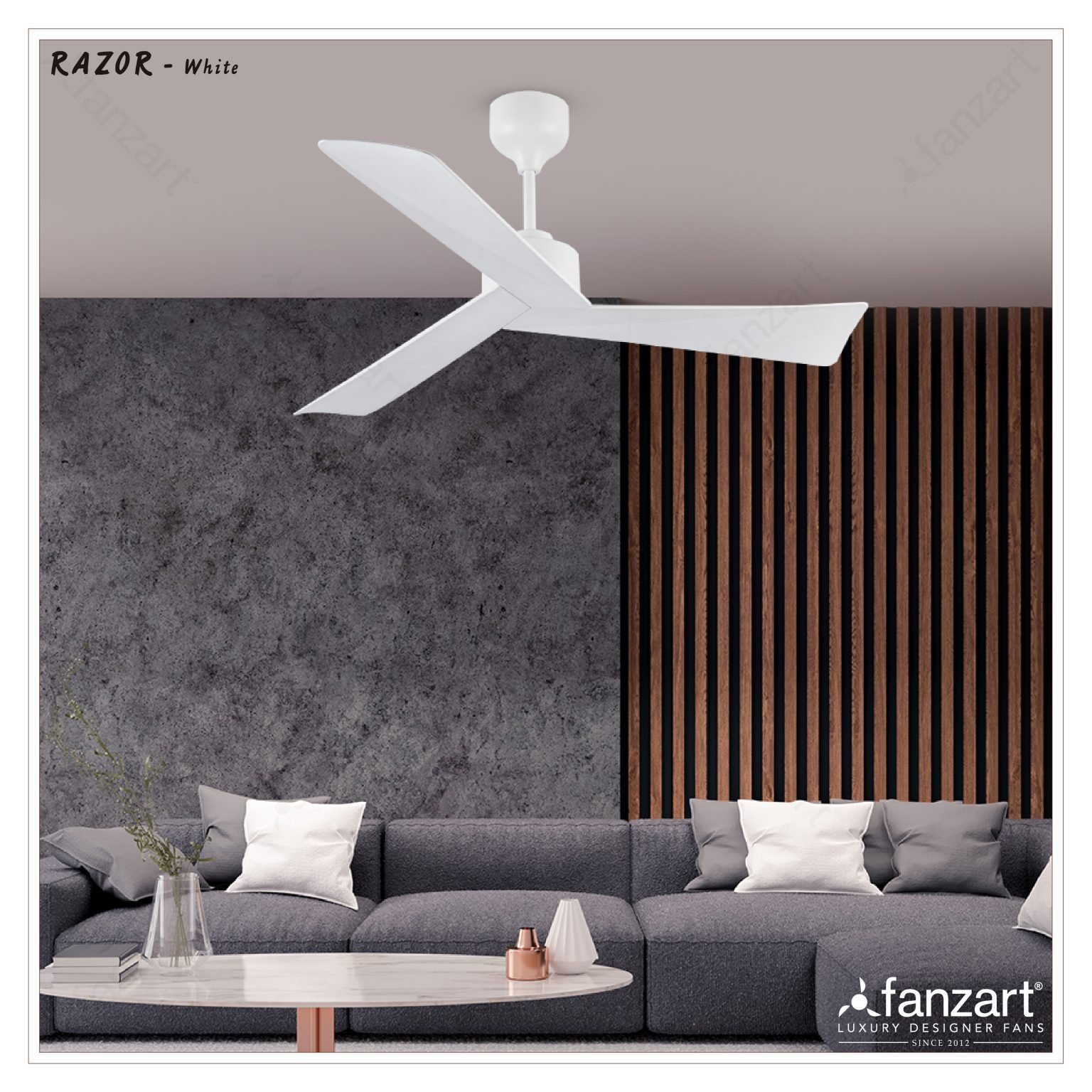 Razor - 52" Simply Modern Fan with 3 ABS Blades in Matte White Finish ...