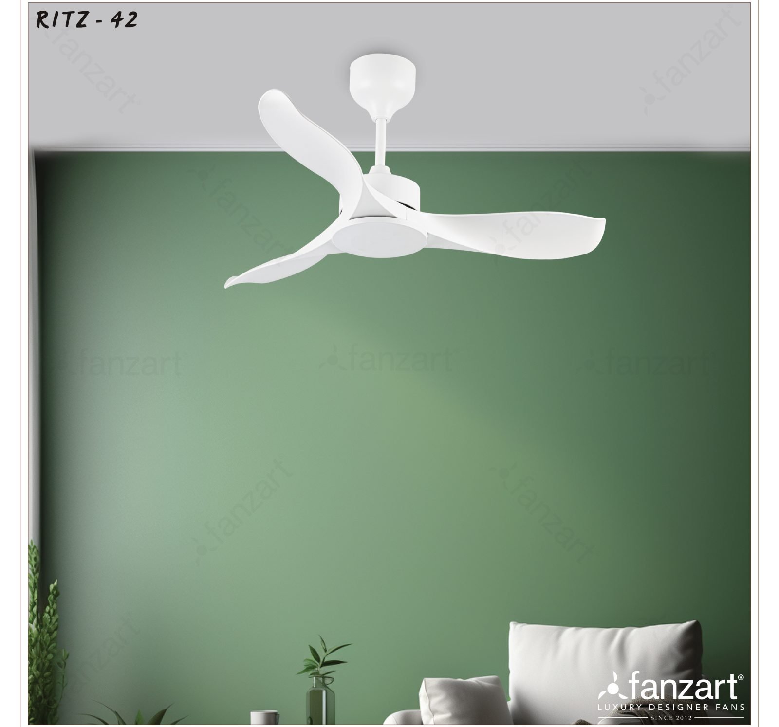 Ritz - 52" Simply Modern Fan with 3 ABS Blades in Matte White Finish ...