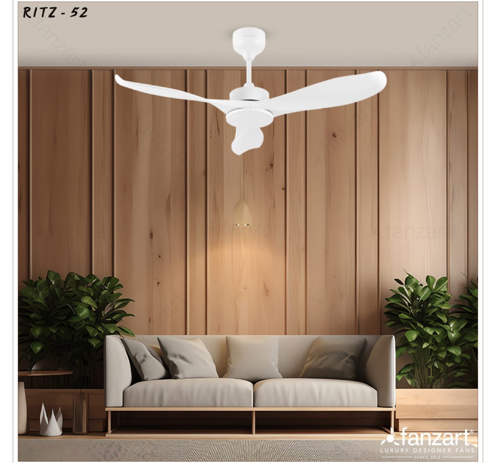 Ritz - 42" Simply Modern Fan with 3 ABS Blades in Matte White Finish ...